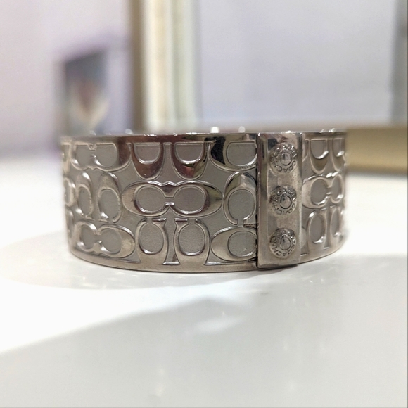 Coach | Jewelry | Coach Silver Tone Wide Bangle | Poshmark